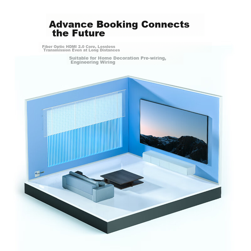 Shengwei Optical HDMI Cable 2.0 Version, 4K Audiophile-Grade High-Definition Cable, Computer TV Projector Home Theater 3D Video Cable, Engineering Renovation Connection Cable, 20 Meters, AHH5020G