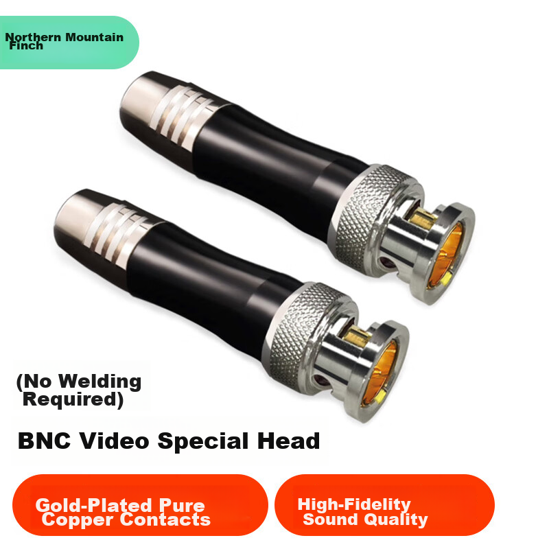 Beishanque SDI Solderless Connector, BNC Security Surveillance Camera Coaxial Cable Connector, 75-5BNC Coaxial Cable Video Plug, 2-Pack, HJ302