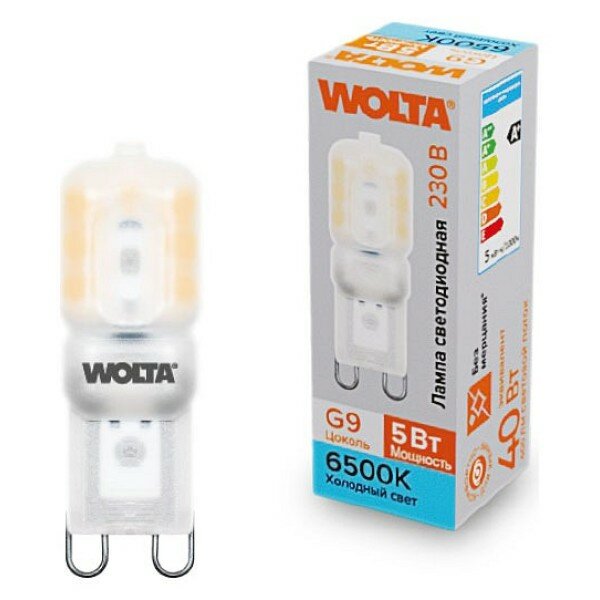 Лампа светодиодная Wolta G9 5Вт 6500K WSTD-JCD-5W6KG9-P