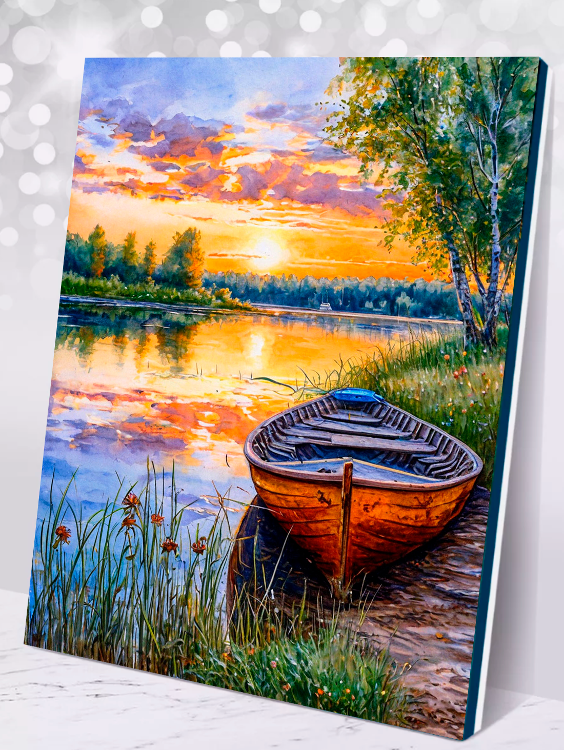 Картина по номерам "Лодка у берега" 40х50 см, хлопковый холст на подрамнике, акрил, Hobby Home