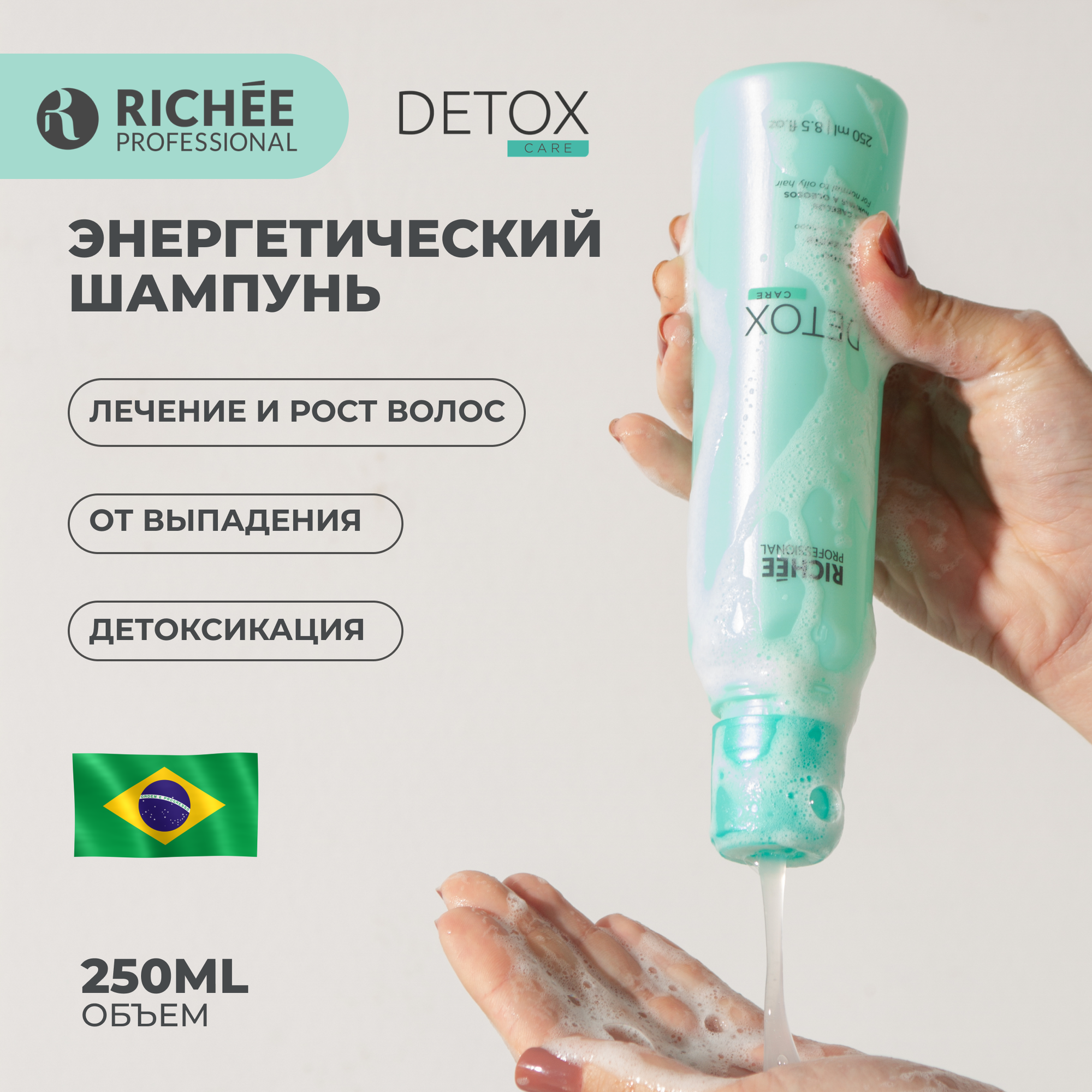 Richee Professional Energizing Shampoo Detox Care Энергетический шампунь 250мл