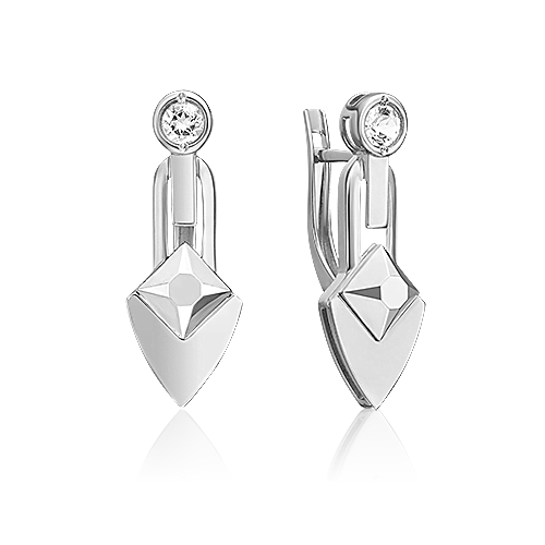 Серьги, белое золото, 585 проба, топаз