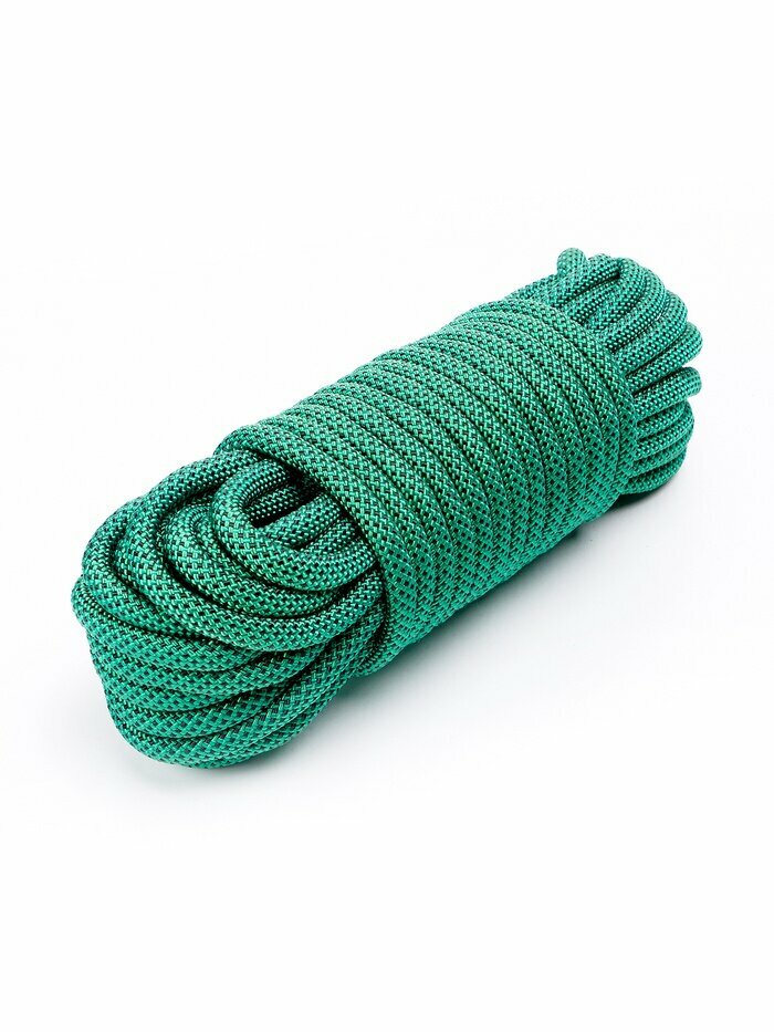 Веревка страховочно-спасательная Climb 48 прядная, черно-зеленая, d=10 мм, 20 м