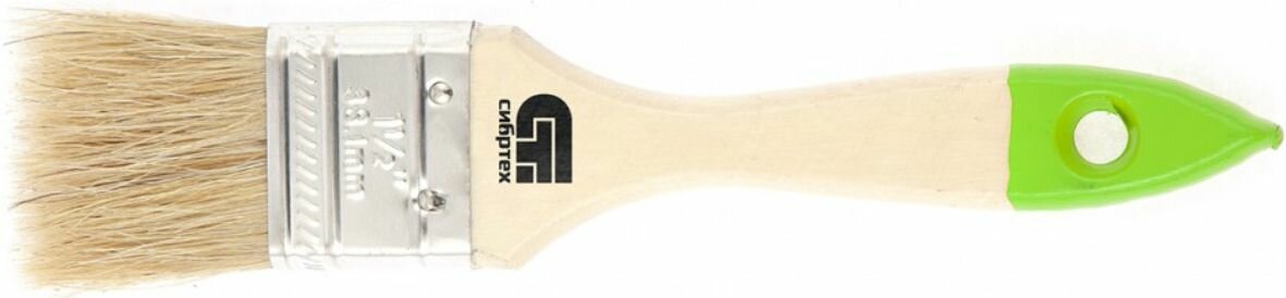 Кисть плоская 36 мм, натуральная щетина, деревянная ручка Сибртех