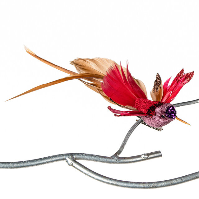 Елочная игрушка Колибри - Destello Brillante 19 см красная, клипса, Goodwill (Гудвилл), MC40228-1