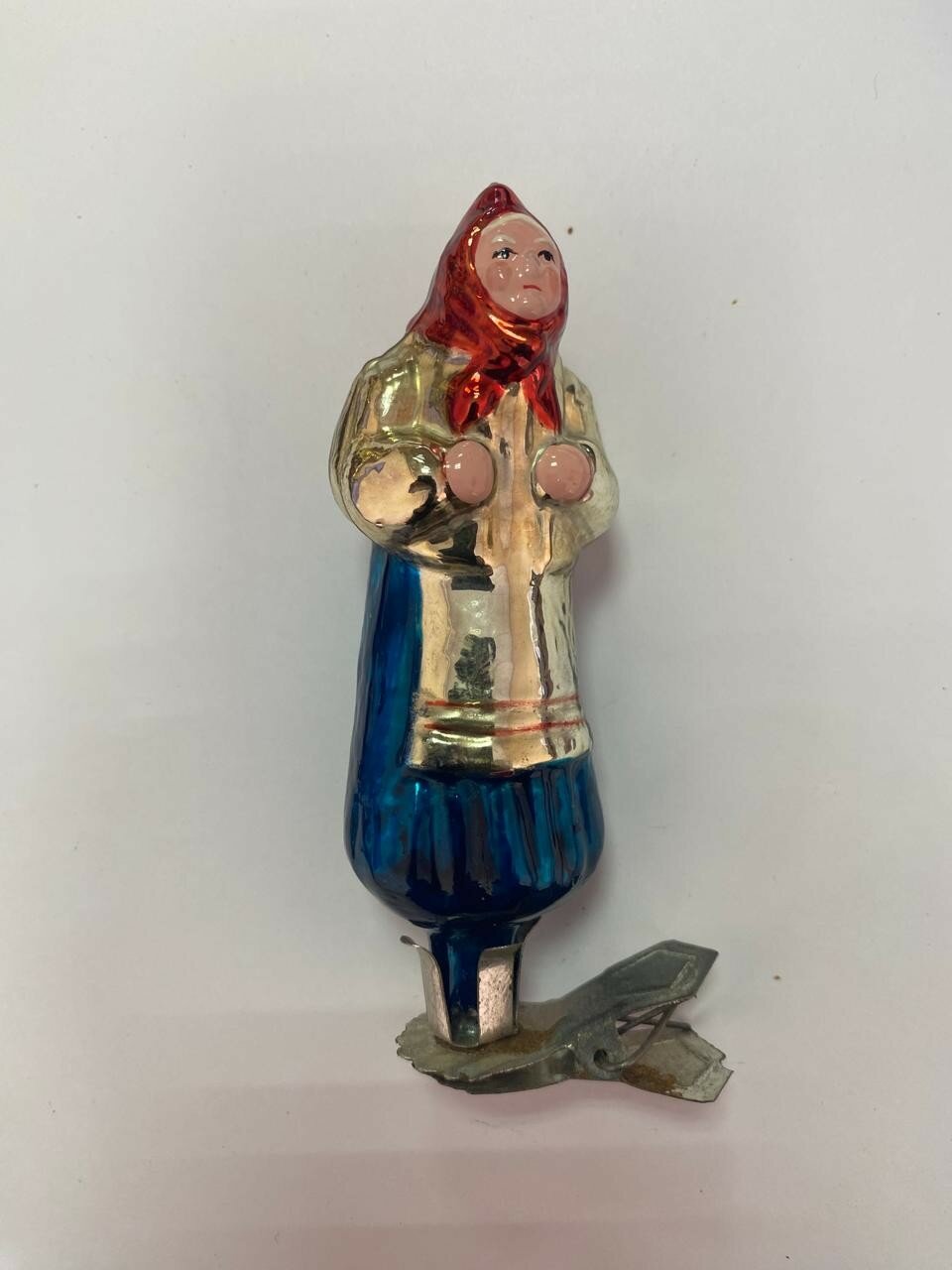Игрушка на елку Старуха рыбака, амальгама Винтаж из СССР