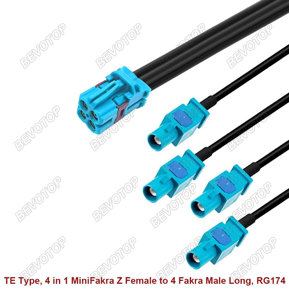 Кабель BEVOTOP MiniFakra Z Female to 4 Fakra Male RG174 30CM