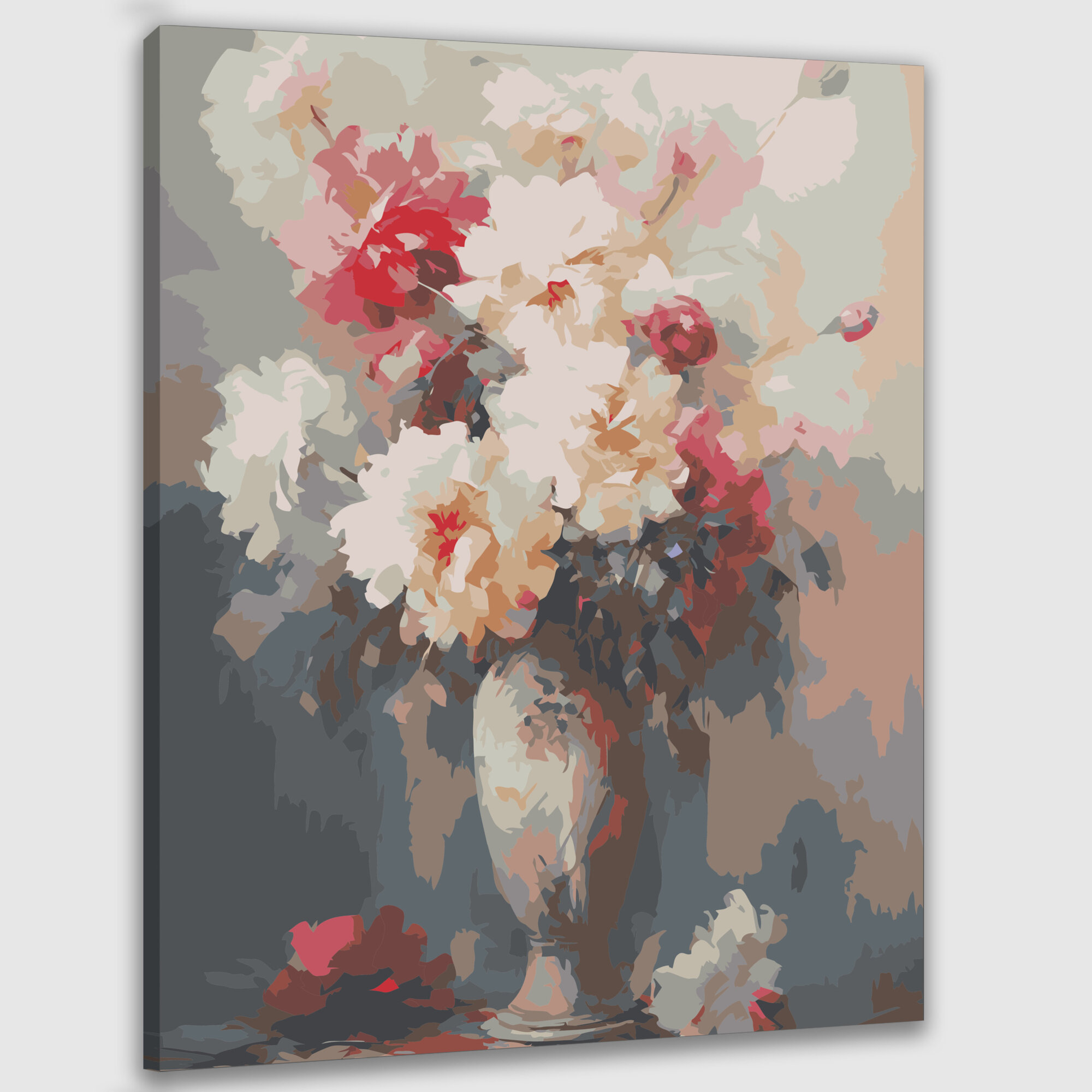 Картина по номерам 40x50 см, картина маслом, цветочная грация, яркий букет, нежные цветы, богато украшенная ваза