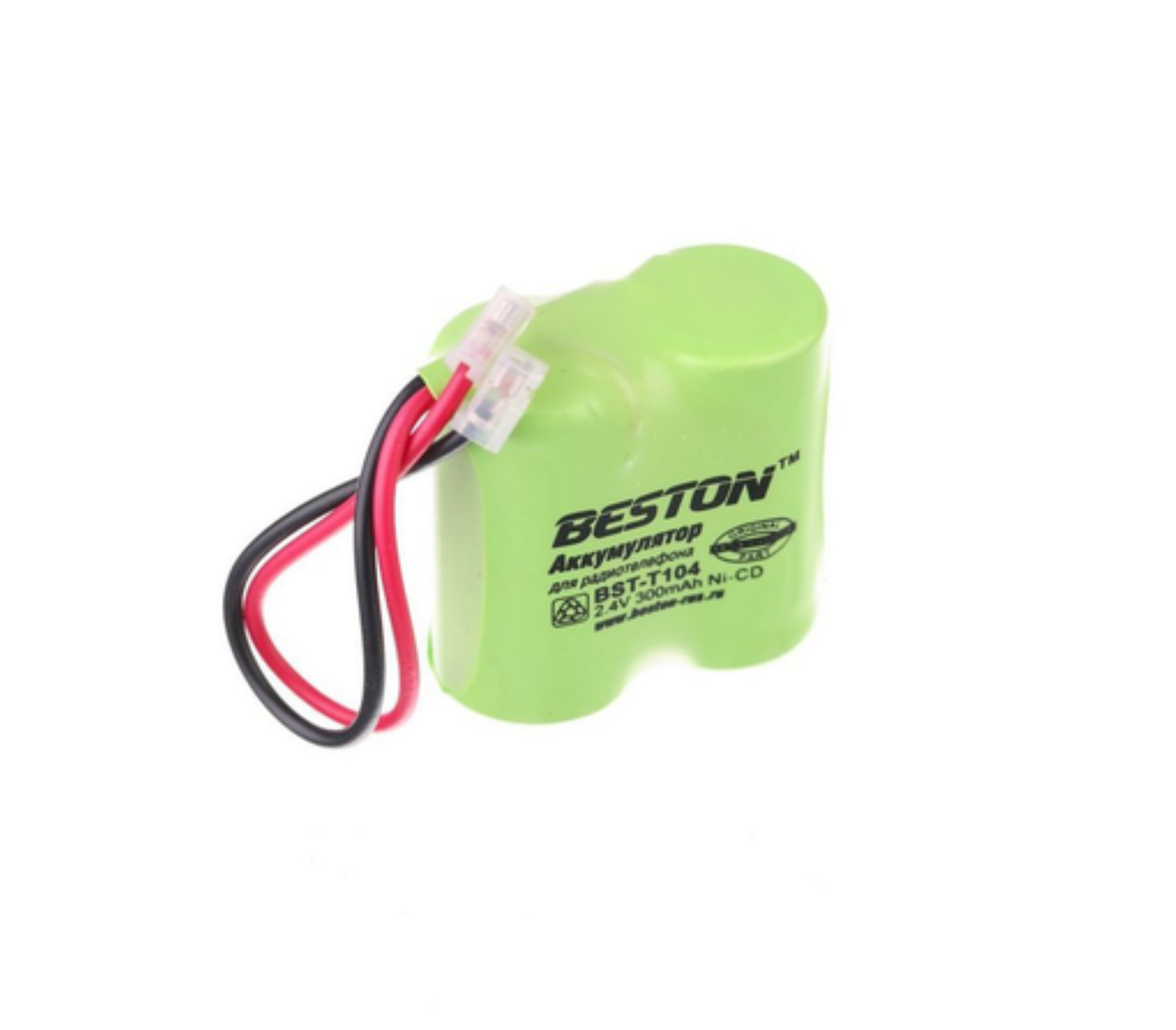 Аккумулятор BESTON BST- T104 (Panasonic P-P305, GP T-104), 2.4 В, 2х2/3AA, 300 мАч, NiCd, с универсальным выводом
