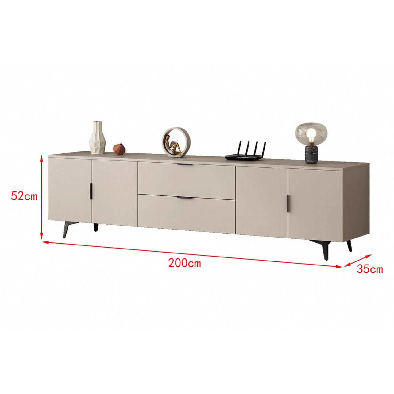 Тв тумба на ножках с ящиками для хранения Omeria (вариант 2 / 200см)