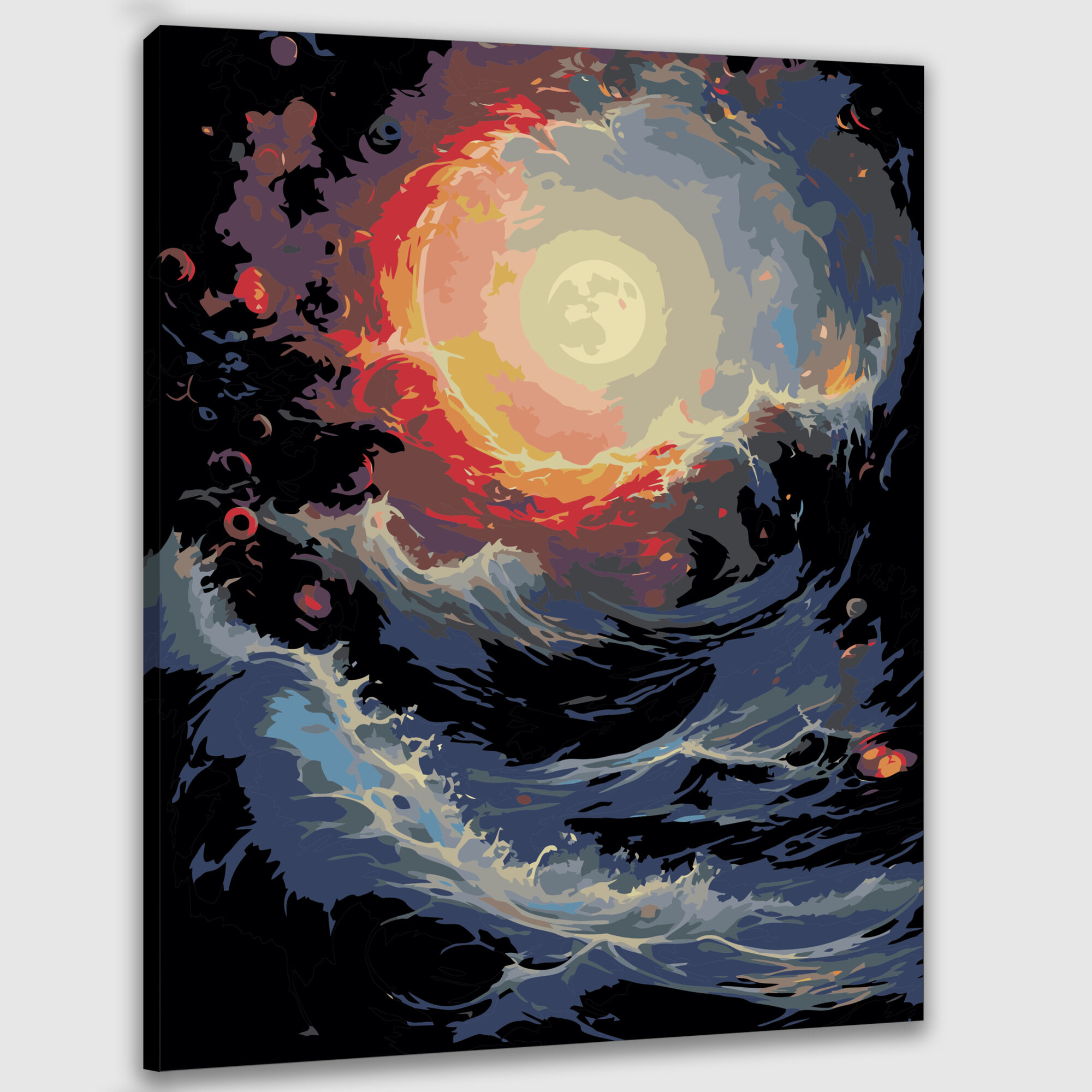 Картина по номерам 40x50 см, картина маслом, лунный калейдоскоп, Луна, море цветов, море текстур