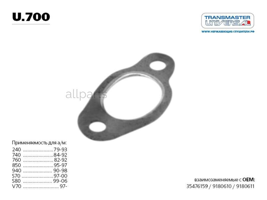 TRANSMASTER U.700 Прокладка глушителя металлическая.