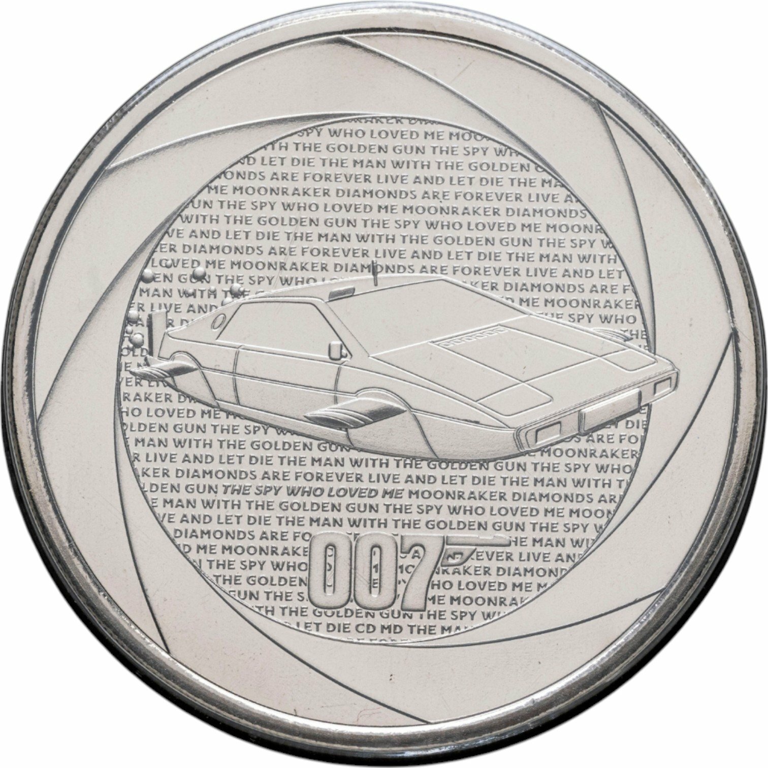 Великобритания 5 фунтов 2023 60 лет Джеймсу Бонду 007 Шпион, который меня любил /Lotus Esprit/, Мельхиор медь-никель, в сохранности BUNC