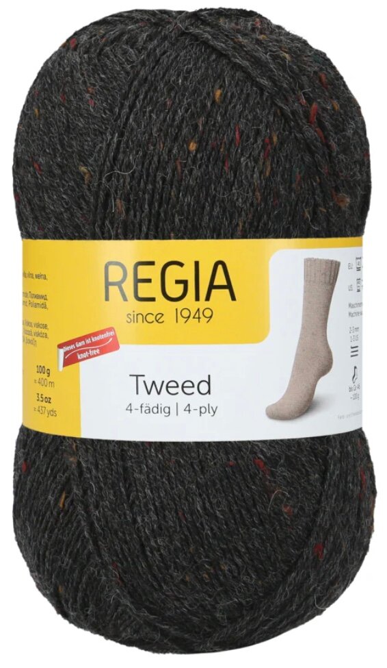 Tweed /Твид/ пряжа Regia, 4 нитки, MEZ, 9801245 (00098, anthrazit tweed (антрацитовый твид), черный)