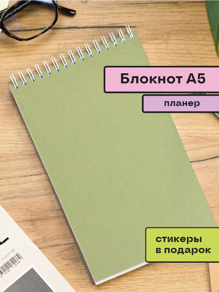 Блокнот для записей Помидор, планер, на пружине сверху зеленый, А5 130х210 мм, 40 листов