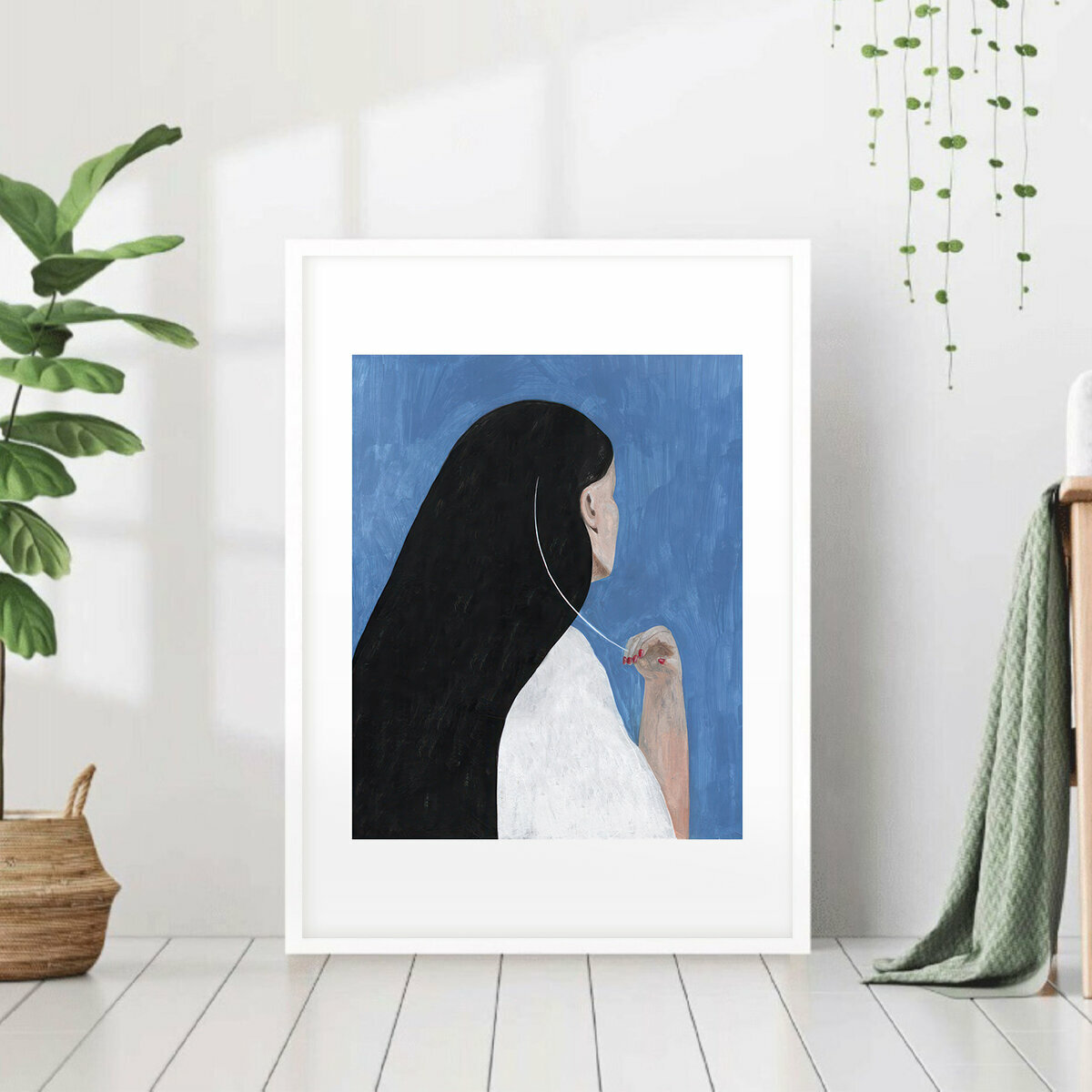 Постер "Абстракция девушка со спины" 50x70 в белой рамке на стену для интерьера