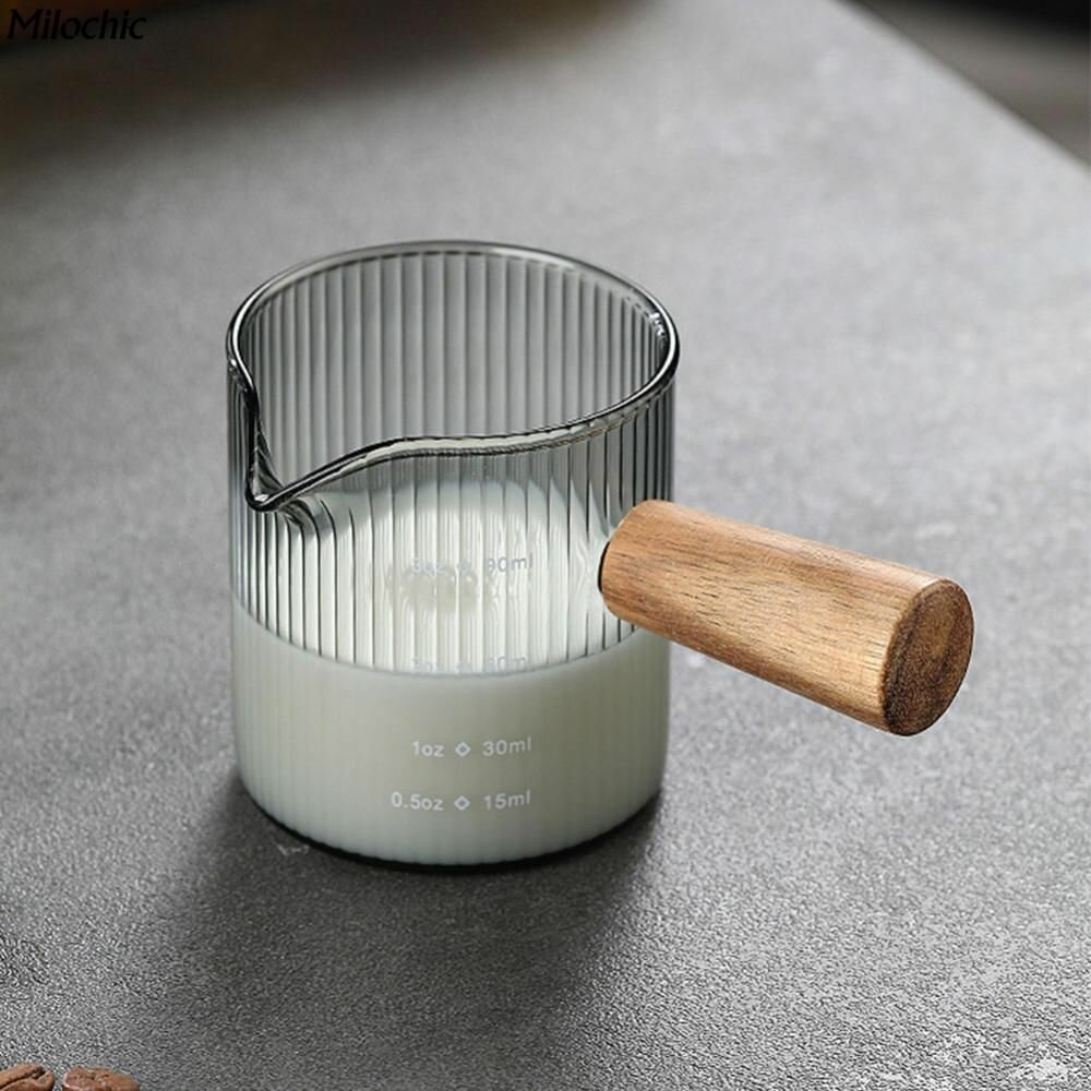 Мерный стаканчик для кофе из итальянского стекла, деревянная ручка, с отверстием для отвода воды, легко моется, красив и практичен