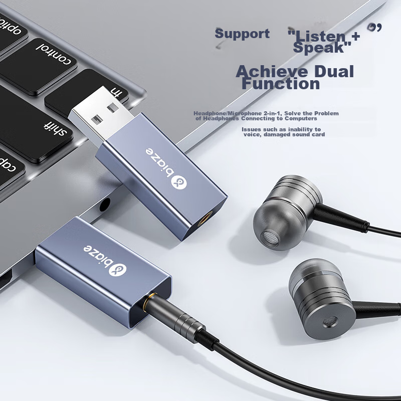 Biaze USB External Sound Card Converter Driver-Free, Laptop Desktop 3.5mm Audio Headphone Microphone Speaker Converter External Independent Sound Card Y27