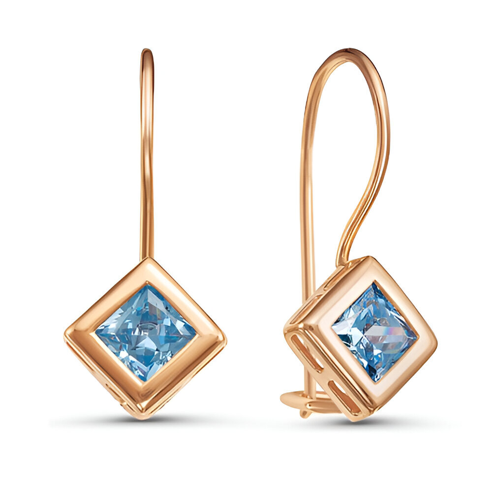 Серьги, красное золото, 585 проба, фианит