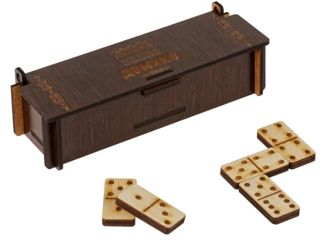 Игра настольная Домино, ТРИ совы, фанера, шкатулка из ХДФ