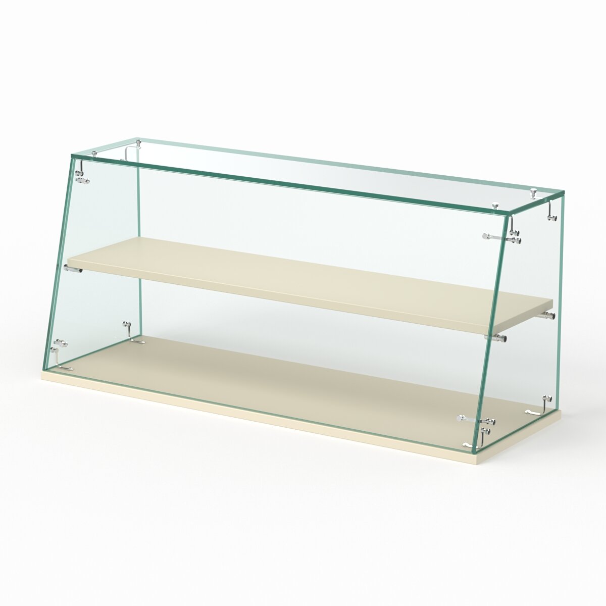 Витрина "сладость" №12КА-О-П для выпечки настольная с прямыми полками без дверок пдсп, Крем Вайс