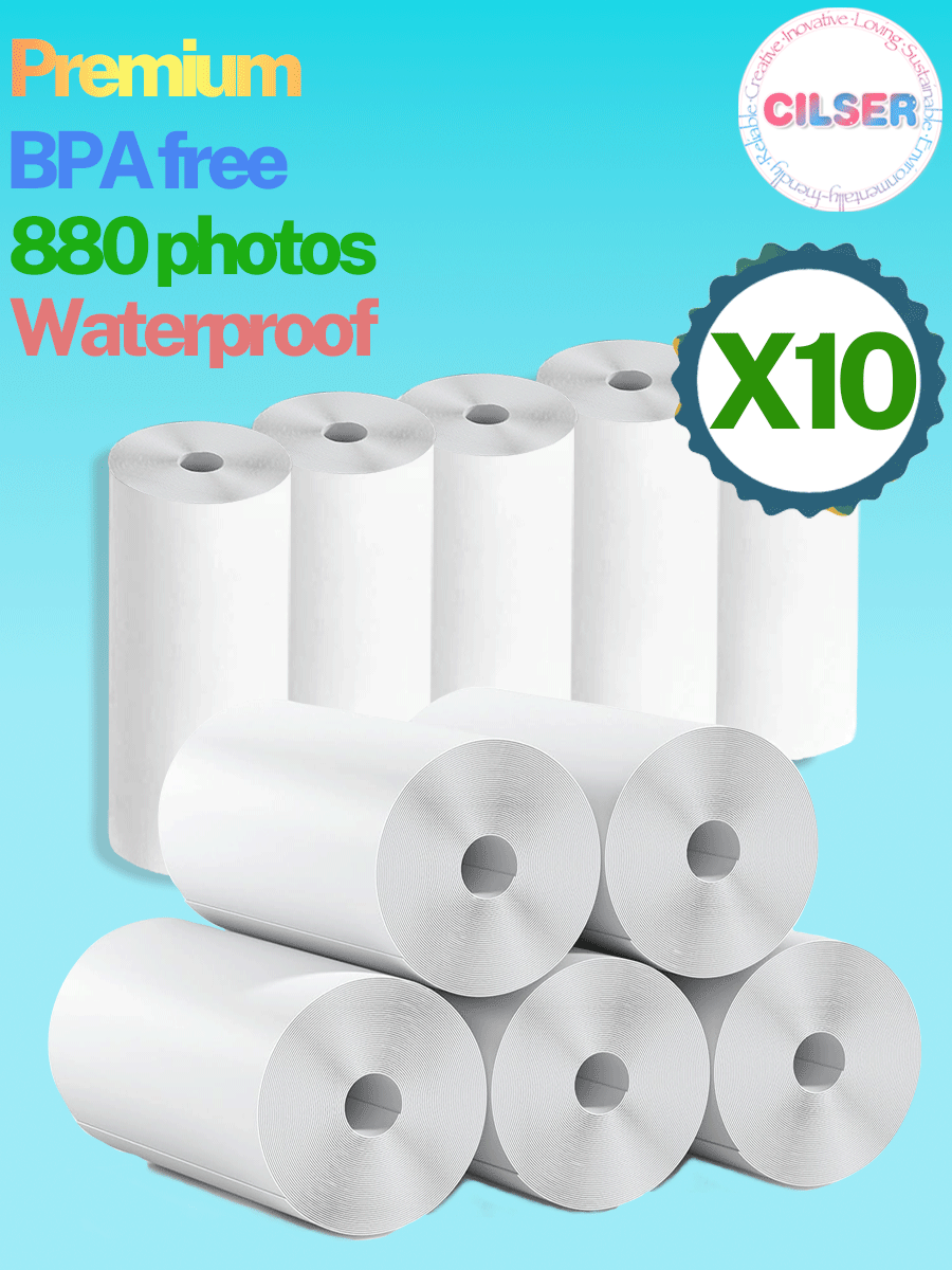 Бумага для детского фотоаппарата, Термобумага для мини принтера, белая, набор 10 штук, 57х30 мм, без втулки, бумага для детского принтера, фотобумага