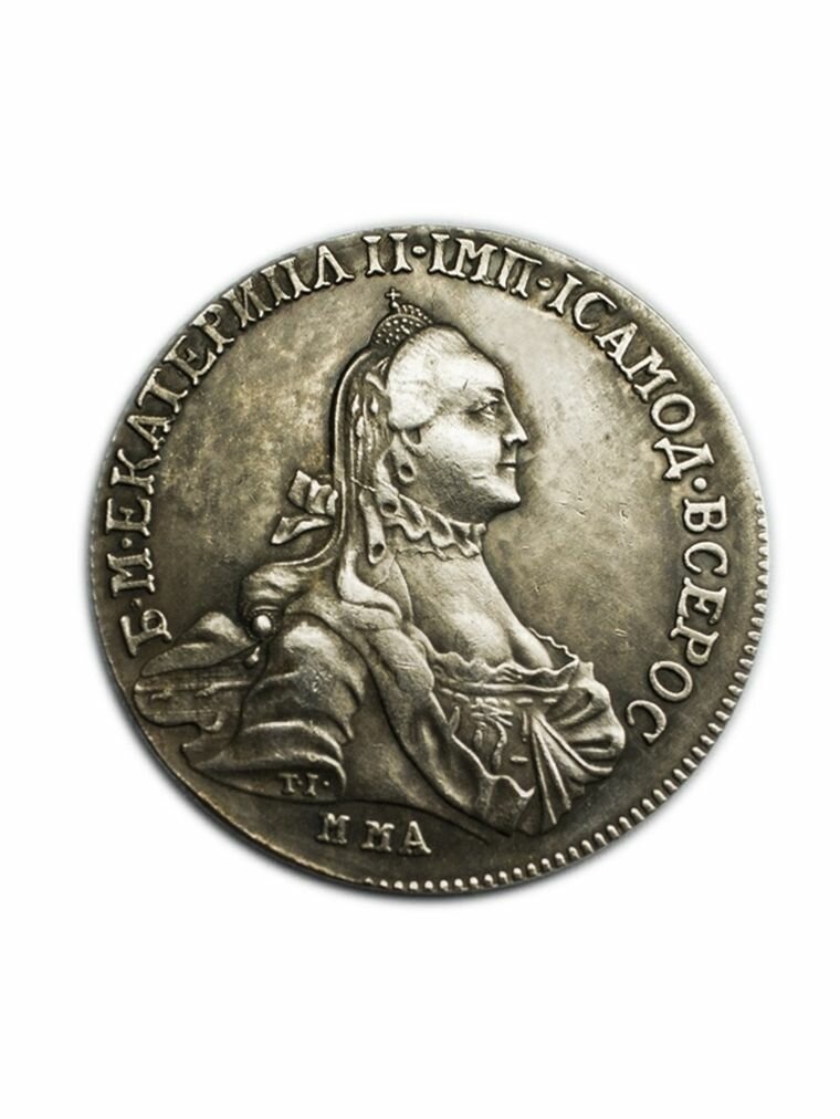 Полтина 1762 год АМ сувенирная копия серебряной монеты Екатерины 2 монеты, нумизматика, деньги для коллекции