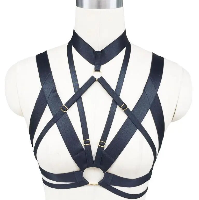 BODY HARNESS Бюстгальтер с золотым кольцом O0258