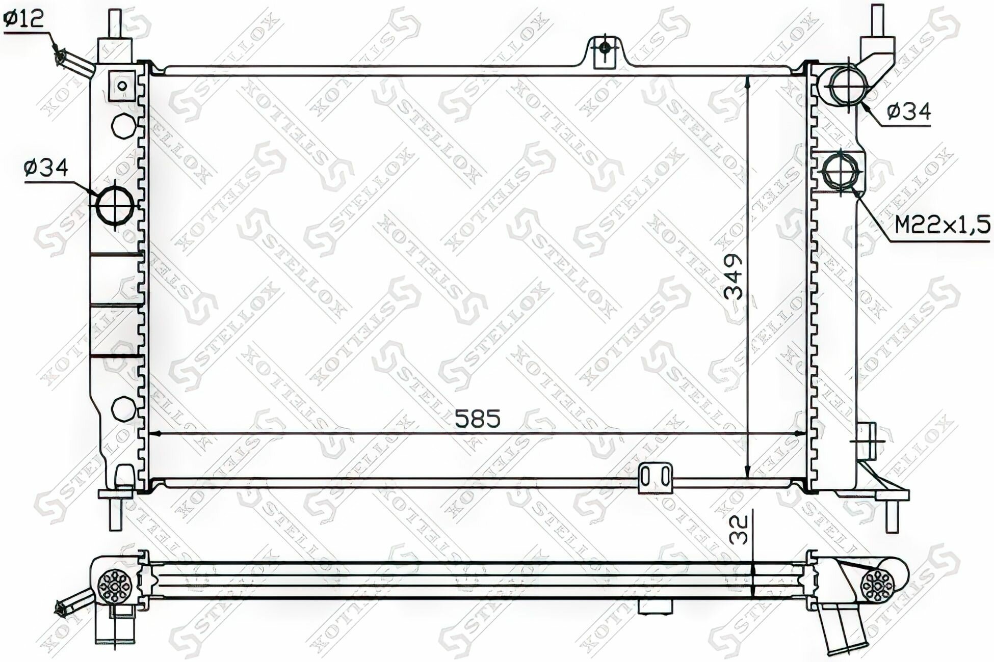 Радиатор охлаждения двигателя для Опель Астра F 10-25416-SX STELLOX