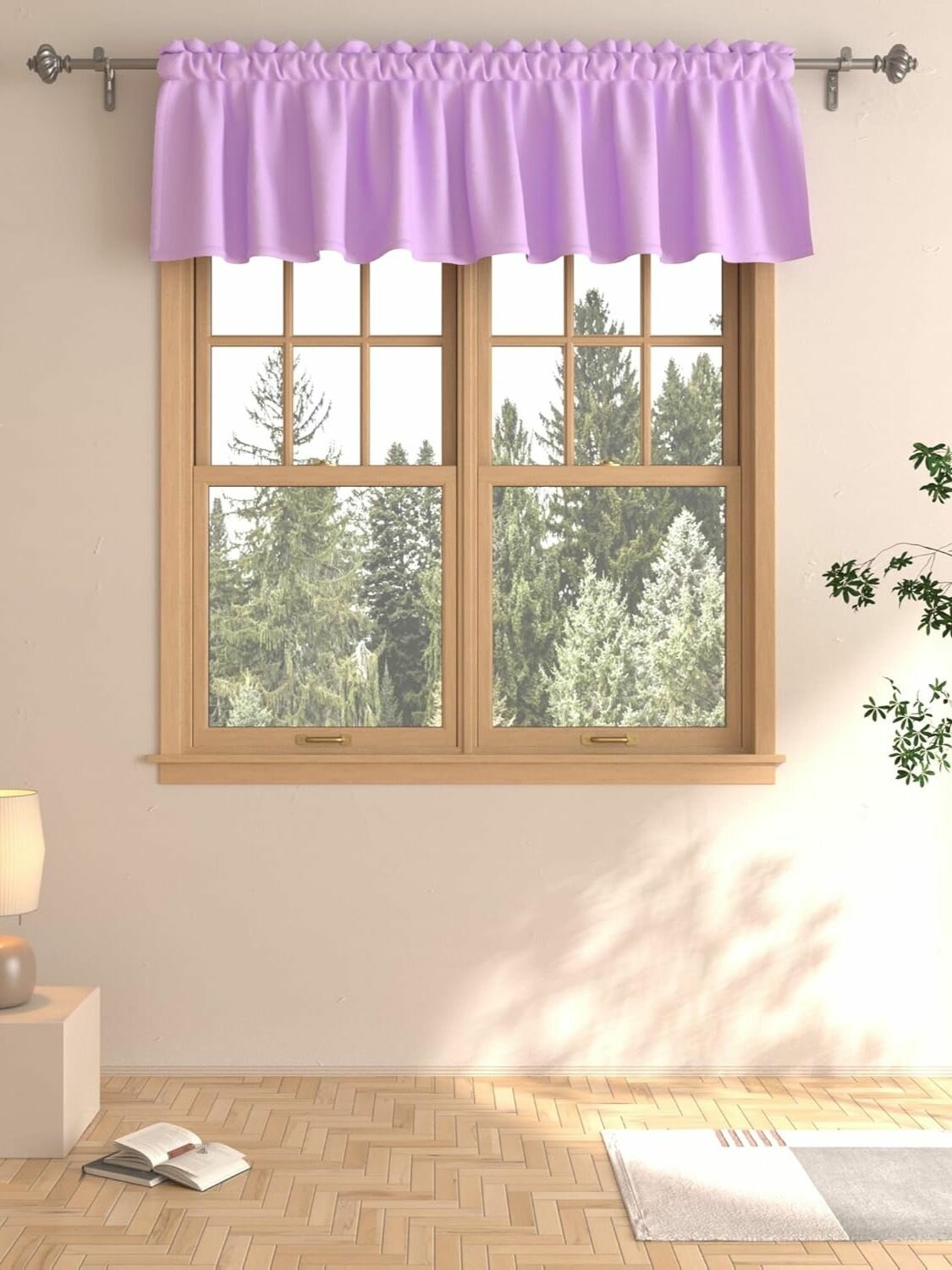 Ламбрекен для кухни на окна из плотной ткани на ленте под крючки арт. БКЛАМ-939 цвет сиреневый