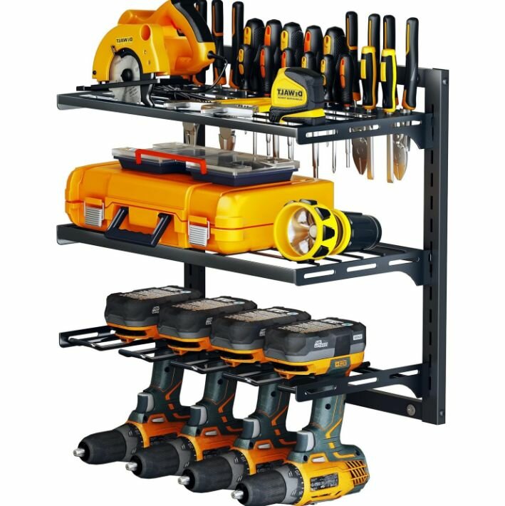 Подставка строительная для электроинструментов, инструментов, шуруповертов, аккумуляторов настенная , 39 X 20 X 43 CM