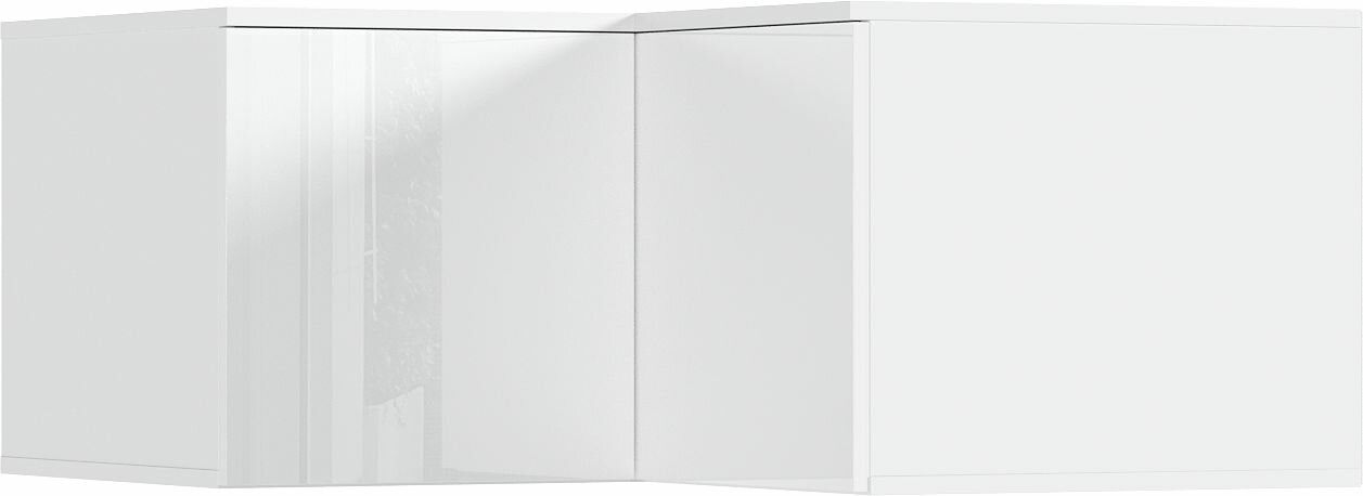 Норд Антресоль угловая (Белый/Белый глянец холодный) 906х416х906 МИФ