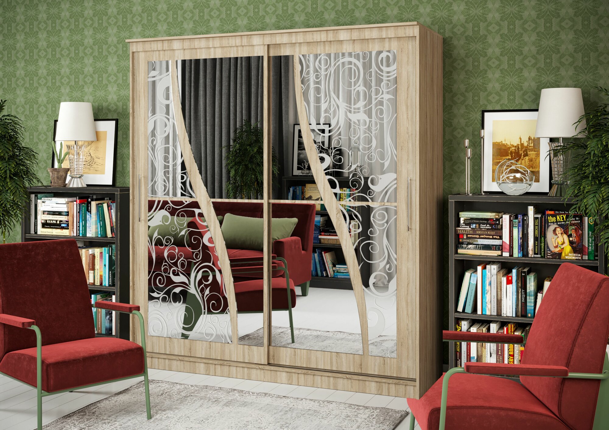 Шкаф-купе Элегант №2 1,5 (Сонома) (Миф)