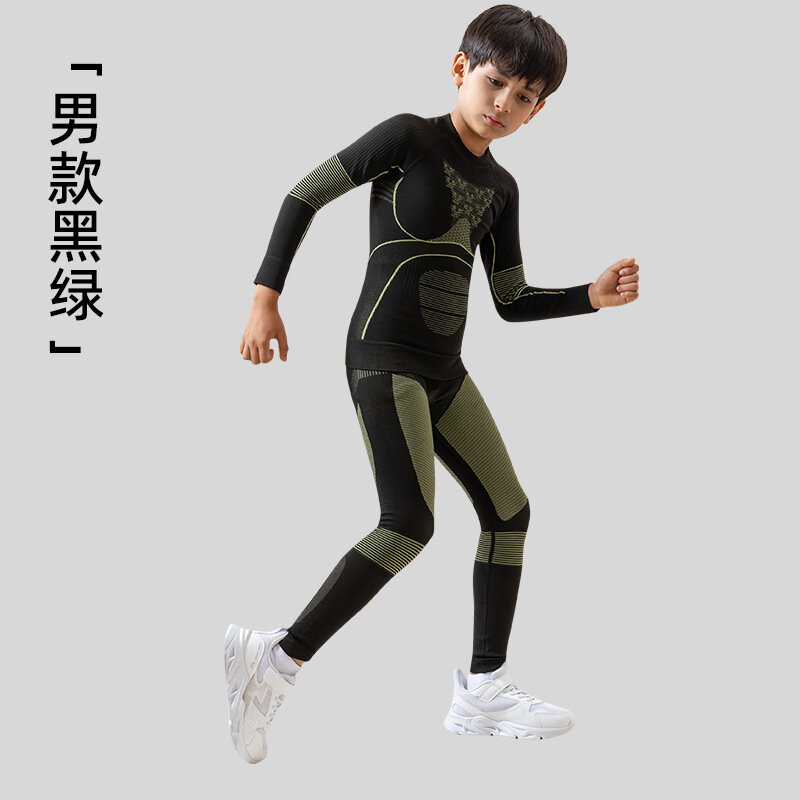 Осенне-зимняя детская одежда для катания на лыжах, быстросохнущая, для бега, прыжков, тренировок, спортивная одежда, влагоотводящий термобелье