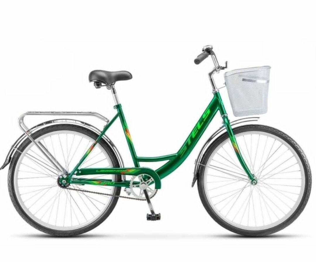 Велосипед 26" STELS Legenda 240 рама 19", зеленый, на рост 165-185см, городской классический дорожный, мужской женский корзина И насос в комплекте