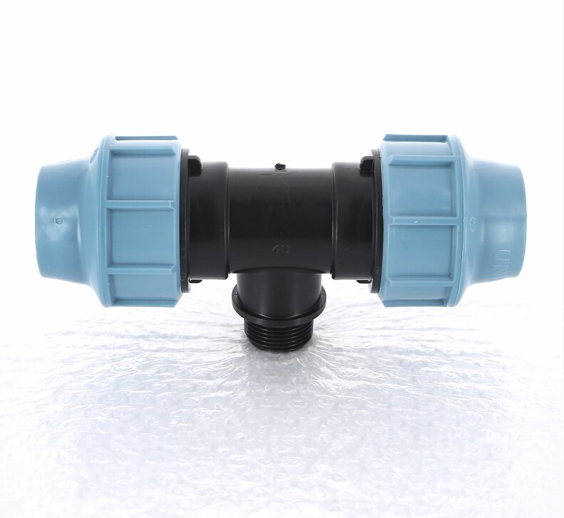 Тройник ПНД переходной под обжим НР 40 x 1" 1/4 полиэтиленовый UNIDELTA