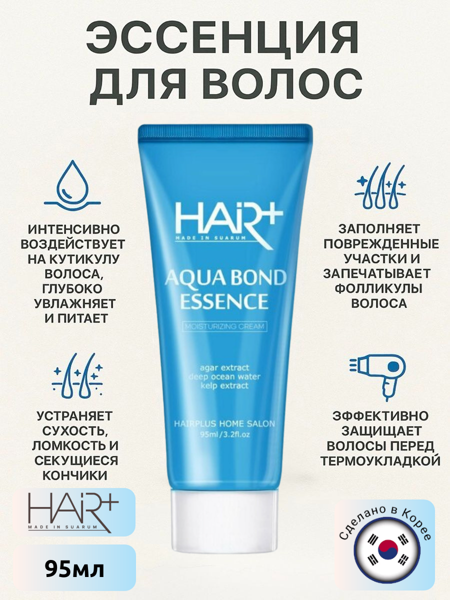 Эссенция увлажняющая HAIR PLUS Aqua Bond Cream Essence, 95мл
