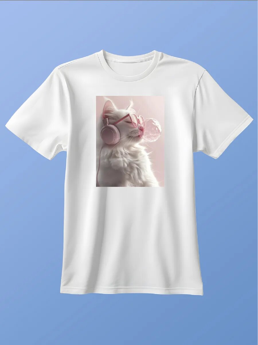 Футболка кошка в наушниках