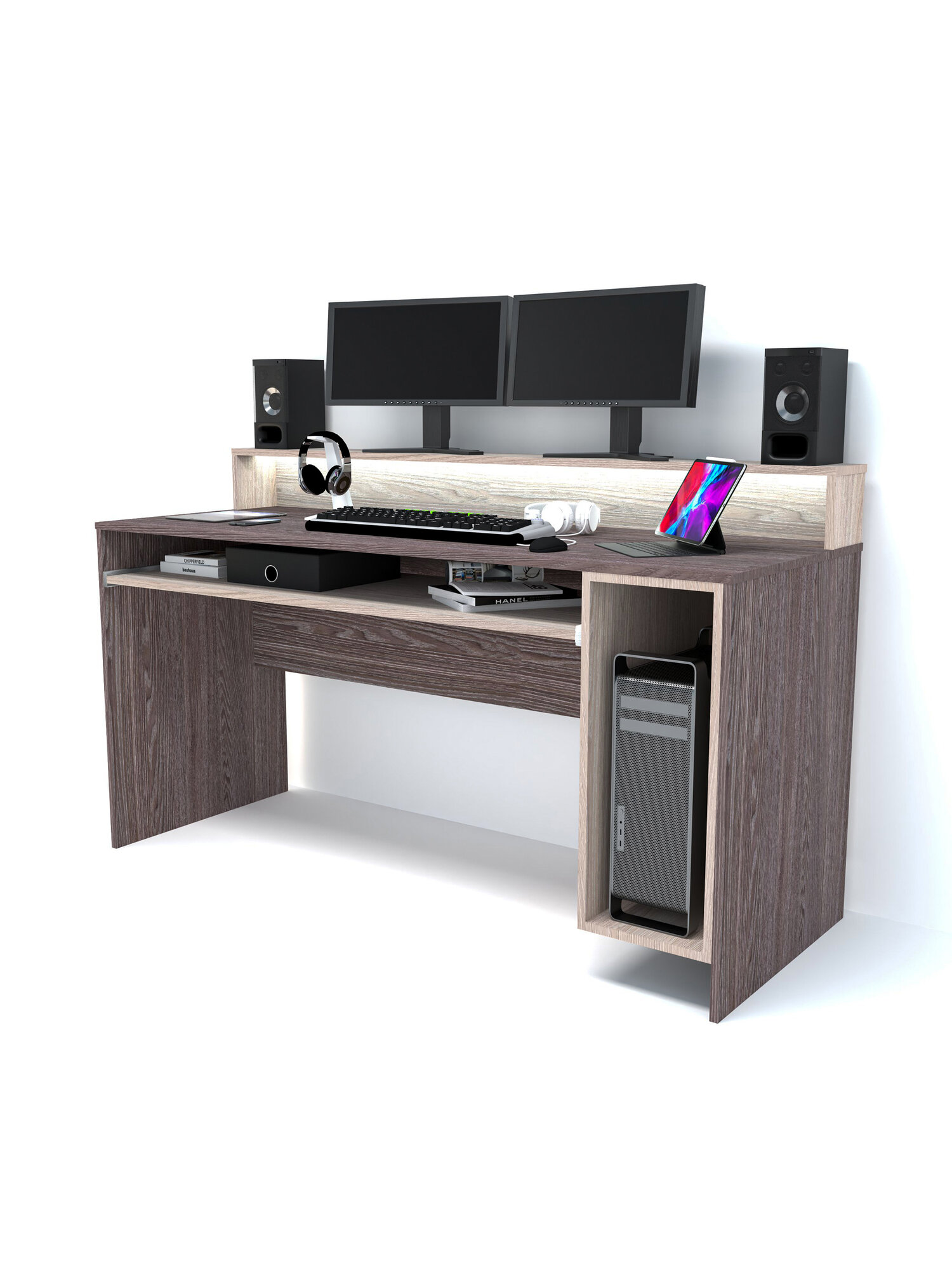 Стол компьютерный игровой Есэндвич Базис-4, 160х95х60 см (Анкор тёмный/Анкор светлый)