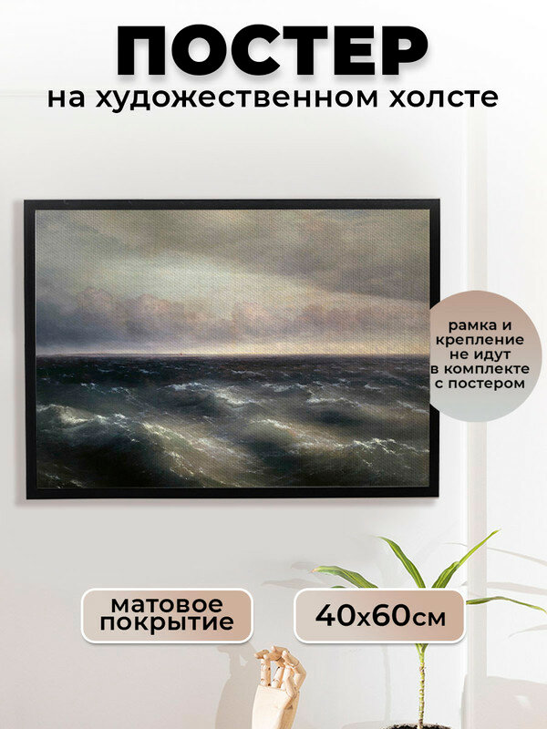 Постер интерьерный Иван Айвазовский Чёрное море репродукция 40х60 см