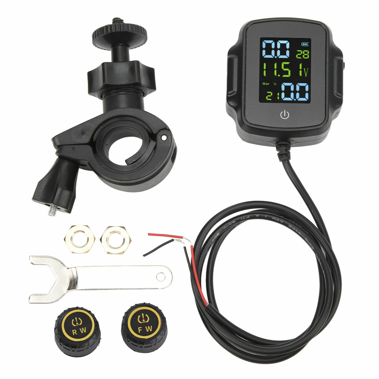 Система TPMS для мотоциклов с 2 внешними датчиками USB-зарядка, точный цифровой дисплей
