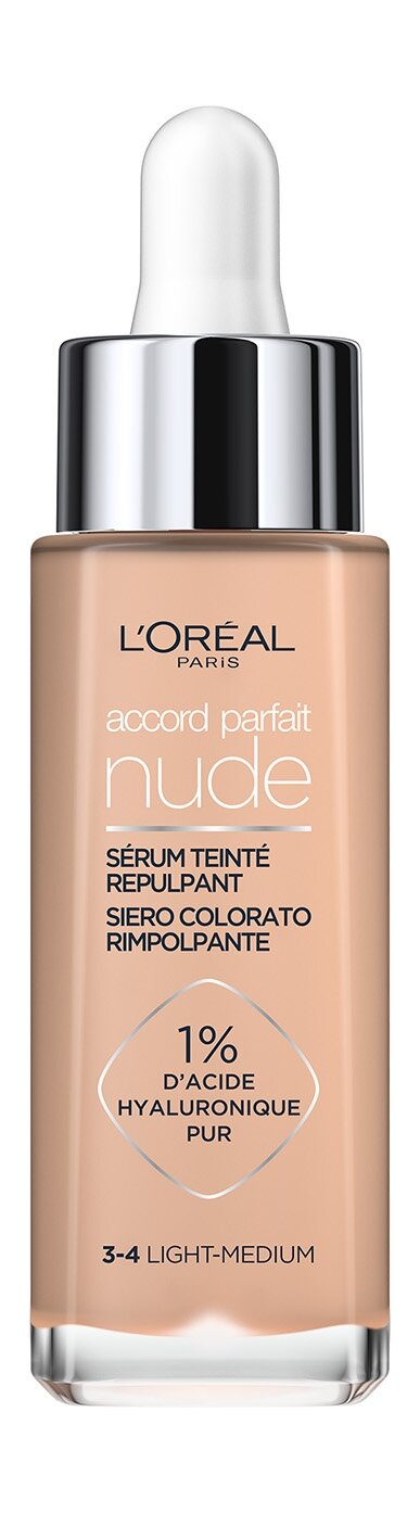 L'OREAL Тональная сыворотка для лица Accord Parfait гиалуроновая, 30 мл, 3-4, Light Medium