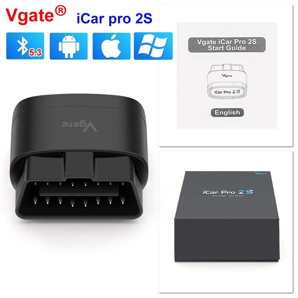 Vgate iCar Pro 2S Bluetooth V2.3 Автомобильный OBD-сканер Модернизированный EV Автоматический диагностический инструмент BimmerCode для IOS Android ПК для BYD ELM327