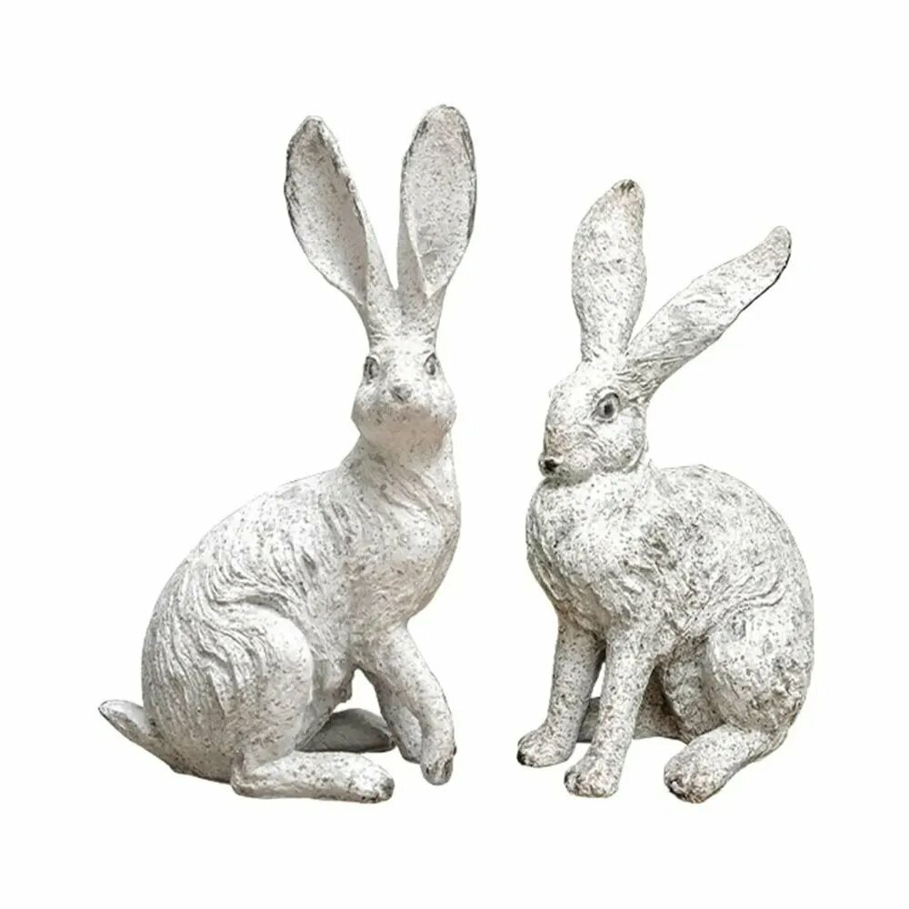 Cute resin rabbit ornaments, home living room decoration, two packs.