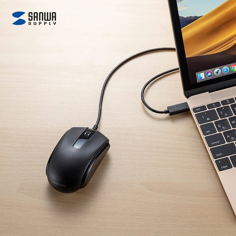 SANWA SUPPLY Type-C Wired Mouse Symmetrical Design Lightweight Portable for Small to Medium Hands WIN/MAC/Tablet/Android Phone Mouse BLC158