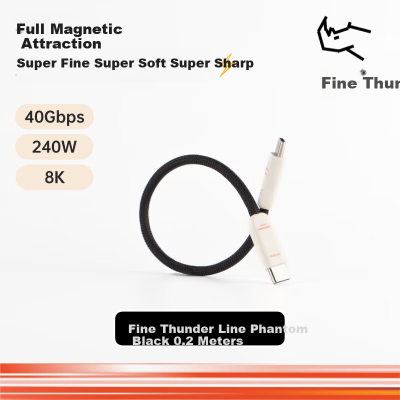 CANDYSIGN Совместимый кабель Thunderbolt 4 USB4 полная функциональность 240 Вт быстрая зарядка Type-C 20 см фантомный