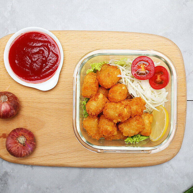Locknlock Glass Lunch Box Microwave Fruit Fresh-keeping Box Storage Bento Box LLG205_300ml