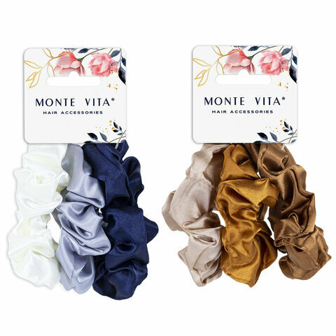Резинки для волос набор 3 шт, 3х19 см, скранч, ассорти, MONTE VITA, 457072