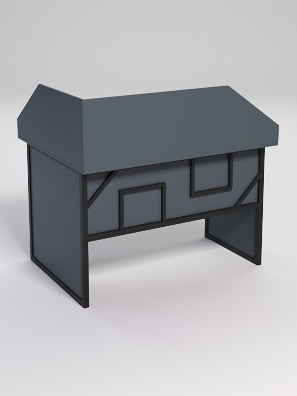 Стол эргономичный офисный СЭ-16 (правосторонний) с экраном "стронг" в стиле лофт декор №4, Темно-серый