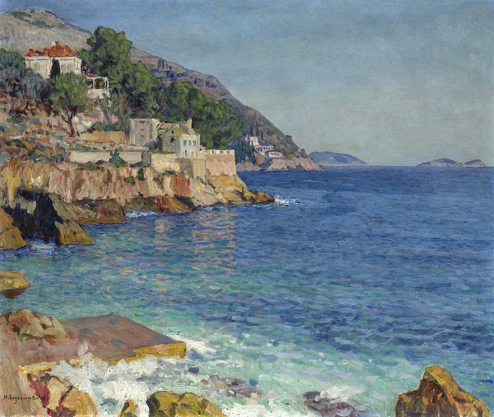 Картина Богданова-Бельского Николая Южный морской пейзаж 60х50 см